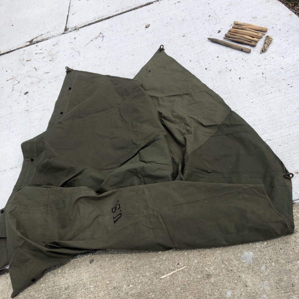 WWII PUP TENT Shelter Half 1945 Dated WW2 army USA USGI Exc Cond | eBay