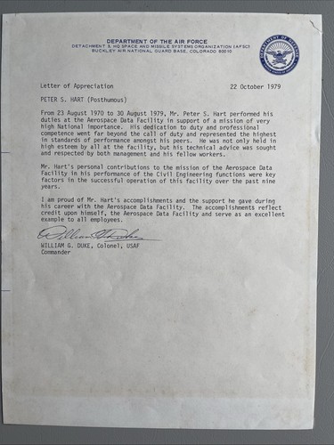 Military Letterhead, Buckley Air National Guard, AFCS, Col. William ...