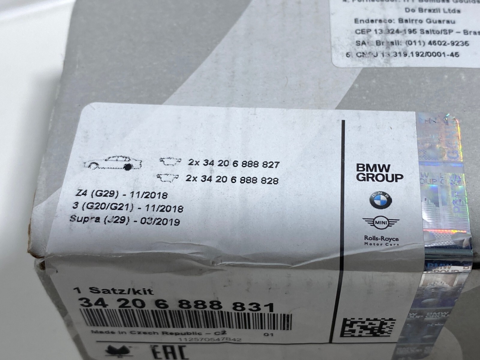 Original BMW 34206888831 - Reparatursatz Bremsbeläge asbestfrei online ...