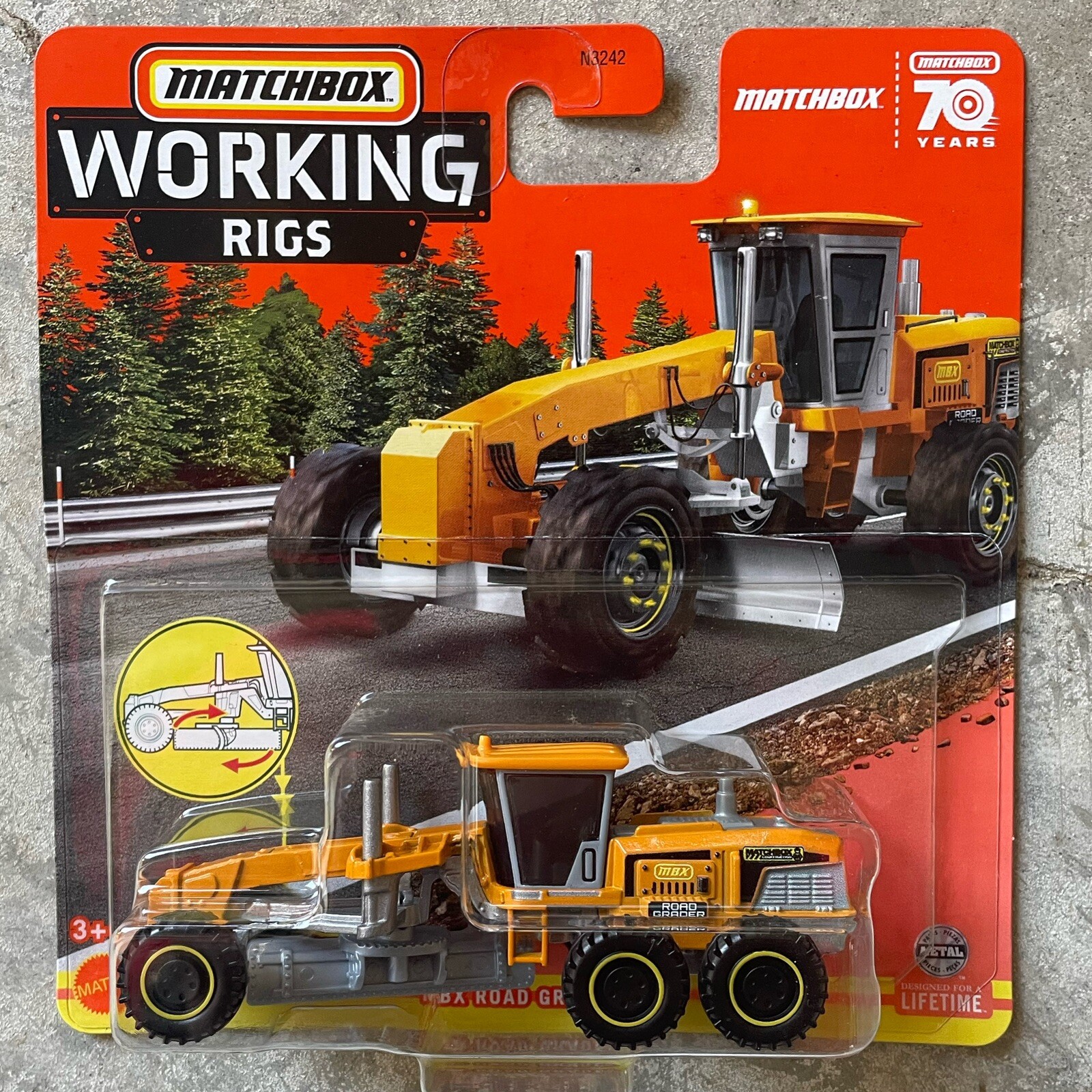 Matchbox Real Working Rigs Orange MBX Road Grader RW020 70 anniversary ...