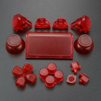Clear Red Playstation PS4 Pro / Slim Full Set ABXY R1 L1 R2 L2 ...