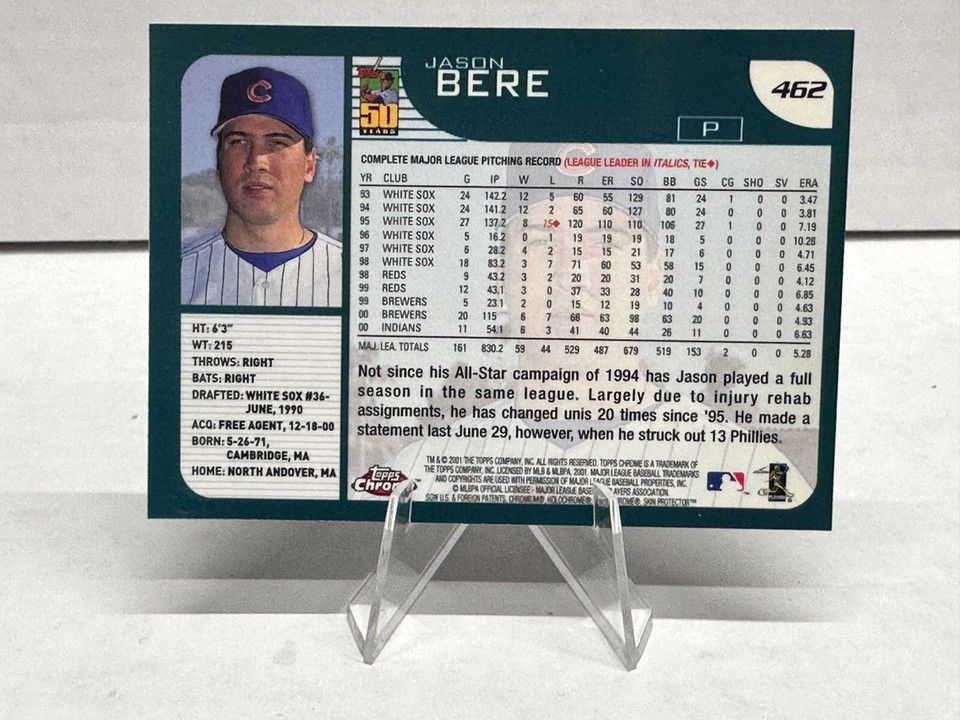 2001 Topps Chrome #462 Jason Bere Chicago Cubs Baseball Card | eBay