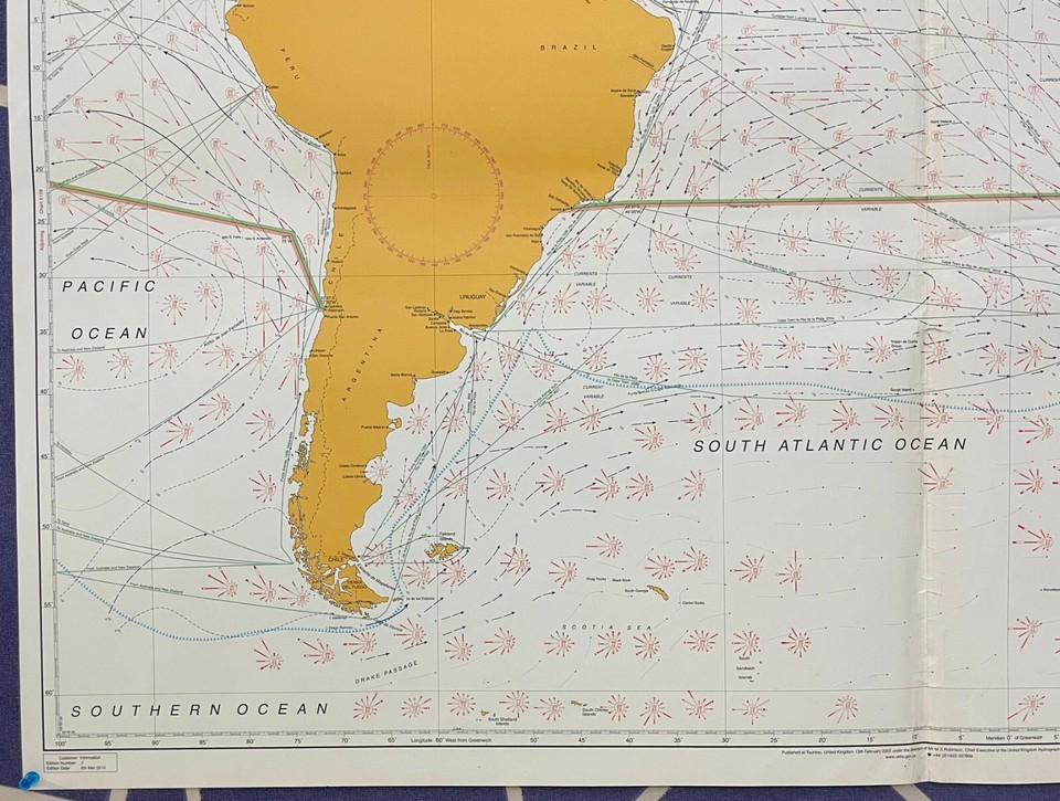 Admiralty 5125(1) Routeing Chart South Atlantic Ocean January Vintage ...