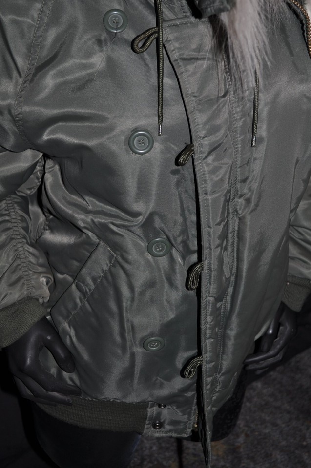 EXTREME COLD WEATHER USAF FLIGHT BOMBER JACKET N-2B Air Force Green ...