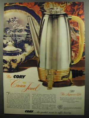 1953 Cory Crown Jewel Coffee Maker Advertisement - For Coffee ...