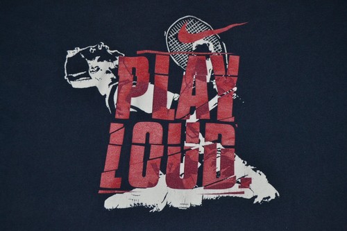 Vintage OG Nike Gray Tag Play Loud Tennis Andre Agassi Youth Large 14 ...