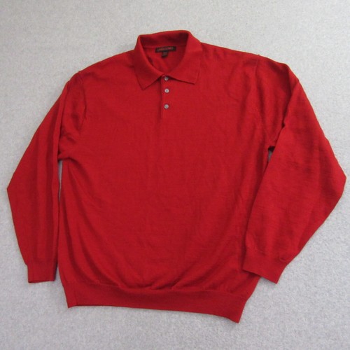 Linea Uomo Mens Polo Shirt Sweater 3XLT Red Wool Acrylic Pullover ...