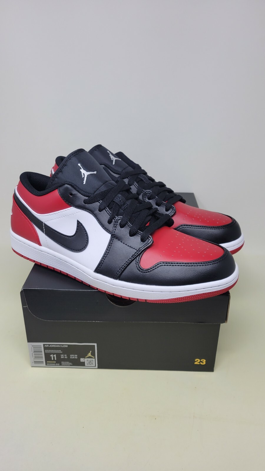 Nike Air Jordan 1 Low 'Bred Toe' Chicago' Black Red Sneakers Men's Size ...