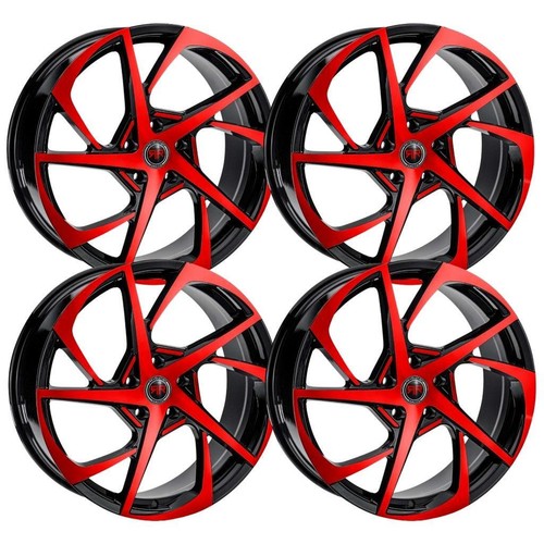 (Set-4) Revolution Racing RR29 17x7.5 5x114.3 40mm Black Red wheels 17 ...