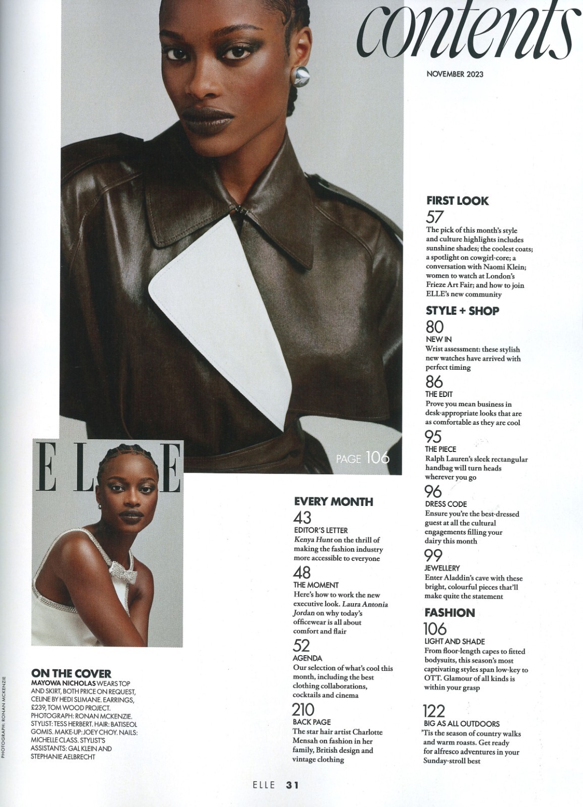 UK Elle Magazine: Nathalie Emmanuel, Dina Asher-Smith, Emma Laird, Nov ...