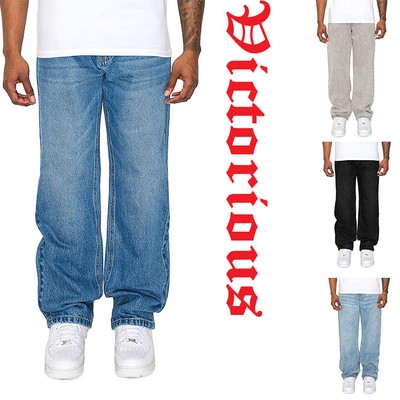 Victorious Men's Essential Loose Fit Baggy Wide Denim Jeans Pants ...