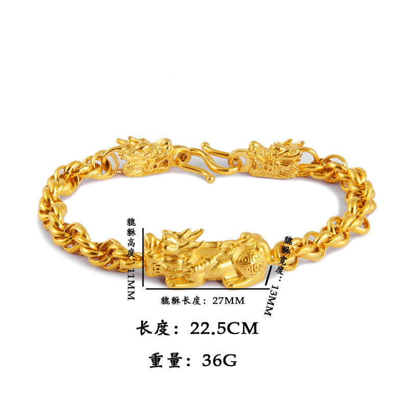 Lucky brave troops 22K 23K 24K THAI BAHT YELLOW GOLD GP Bracelet | eBay