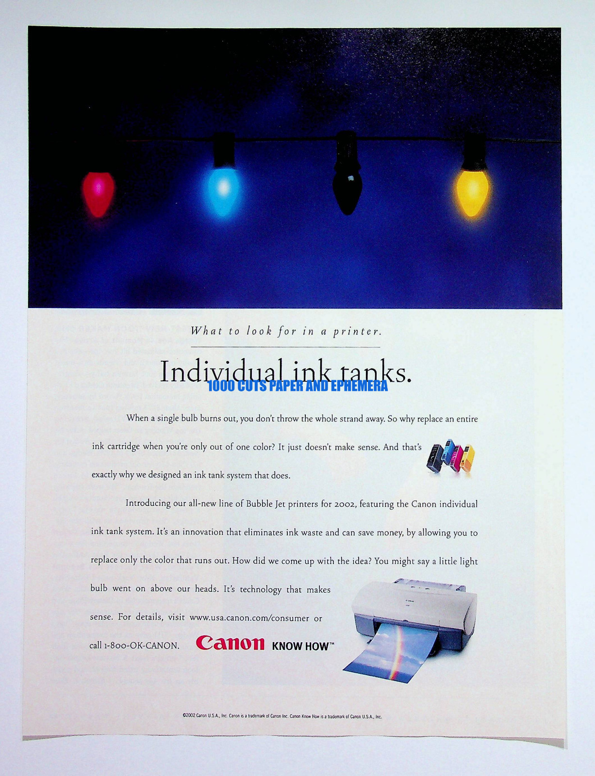 Canon Bubble Jet Ink Printer 2002 Trade Print Magazine Ad Poster ADVERT ...