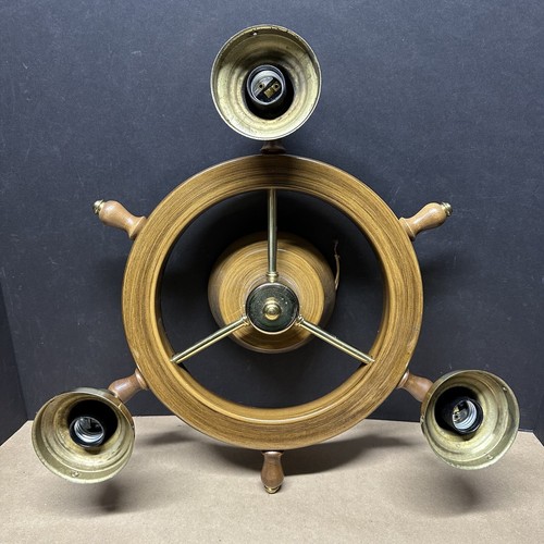 Vintage Nautical Ship Wheel Underwriters Laboratories Light Fixture- 3 ...