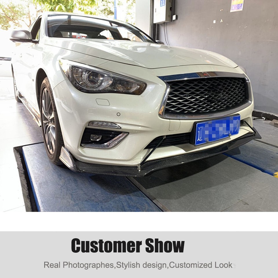 For Infiniti Q50 Base Sedan 2018-2020 Real Carbon Front Bumper Lip Chin ...
