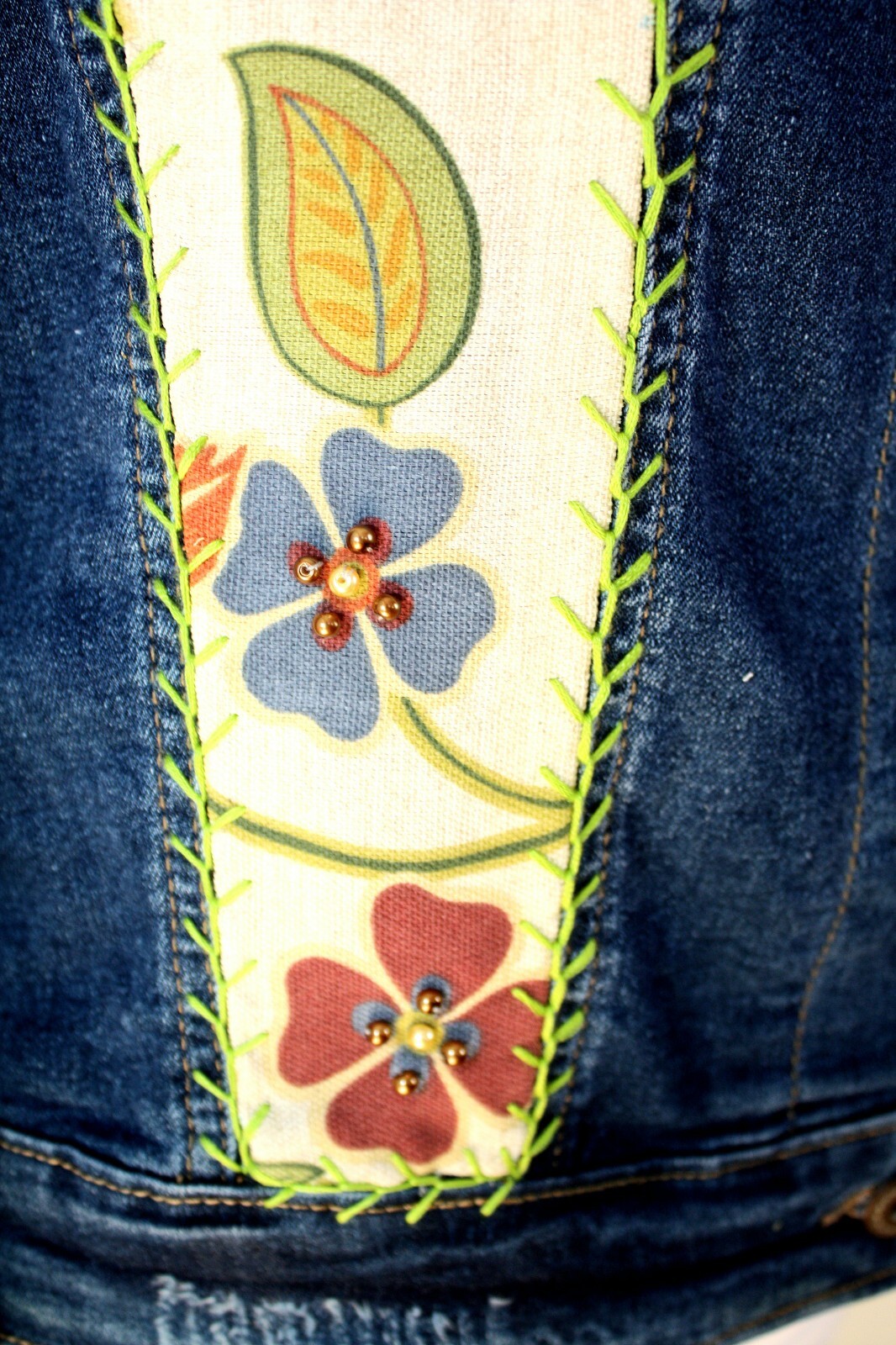 Upcycled OOAK SUPPLIES Denim Jacket Embroidered Beaded Applique ...