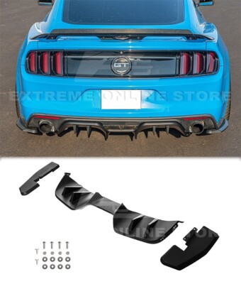 Rear Bumper Diffuser For 15-17 Ford Mustang RTR Style Matte Black ...