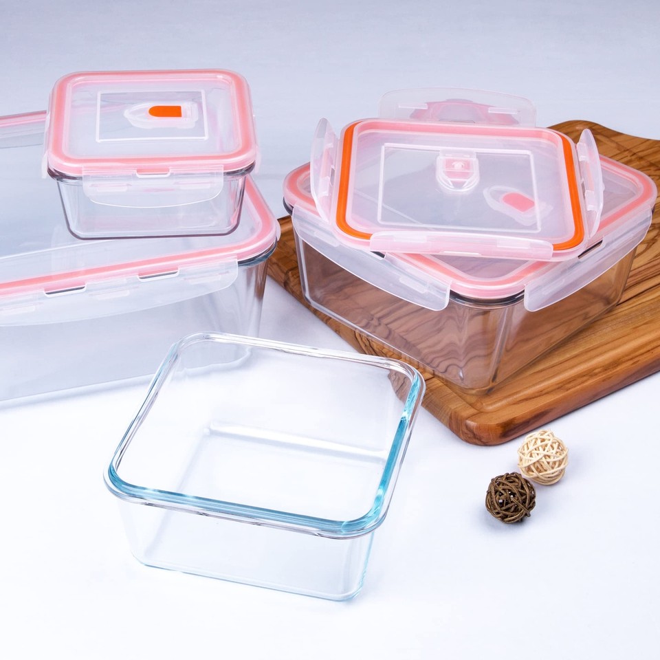 Extra Large Glass Storage Containers With Lids Set8piece Lunch ...