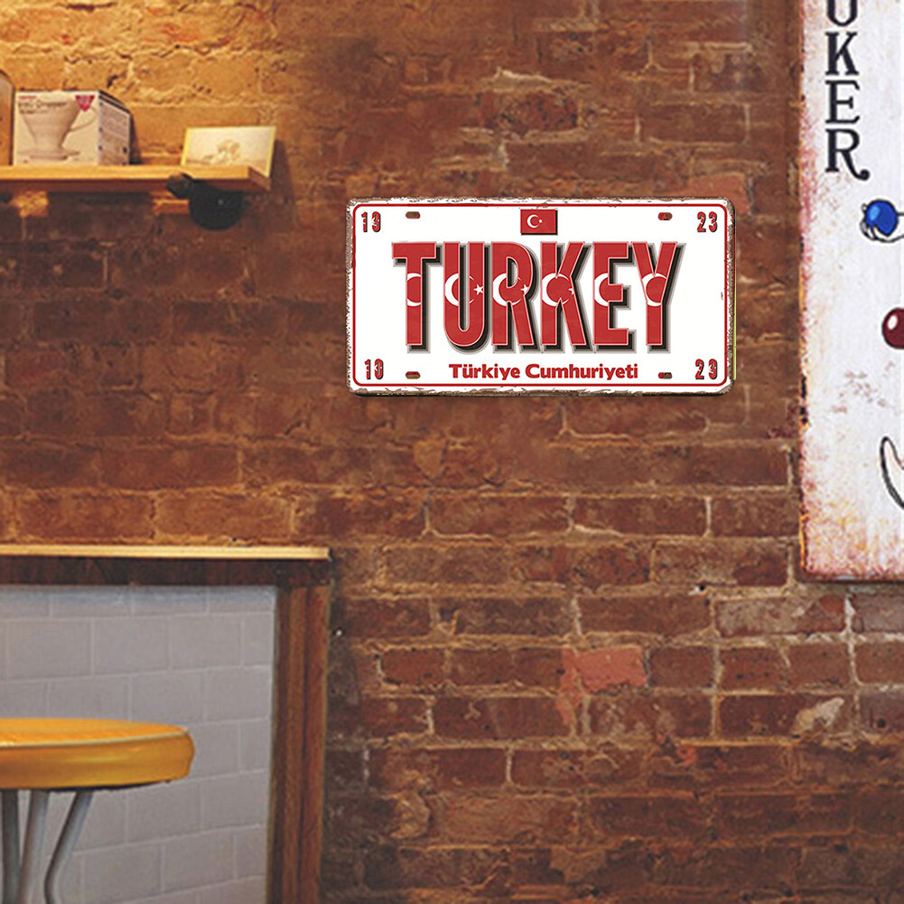 License Plate TURKEY Vintage Metal Tin Sign Plaque for Bar Pub Decor ...