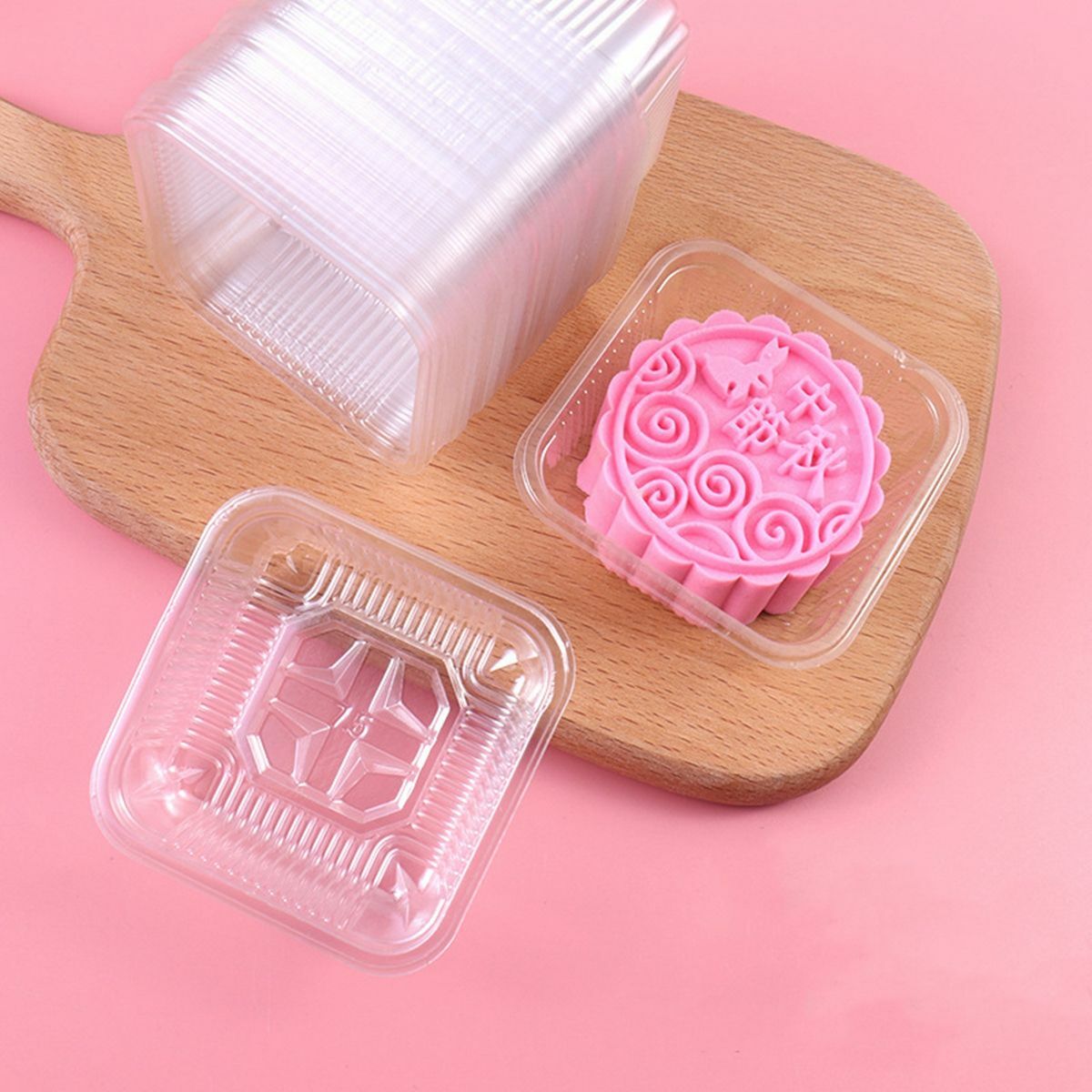 100pcs Plastic Square Mooncake Boxes - Cheesecake Bath Bomb Hot ...