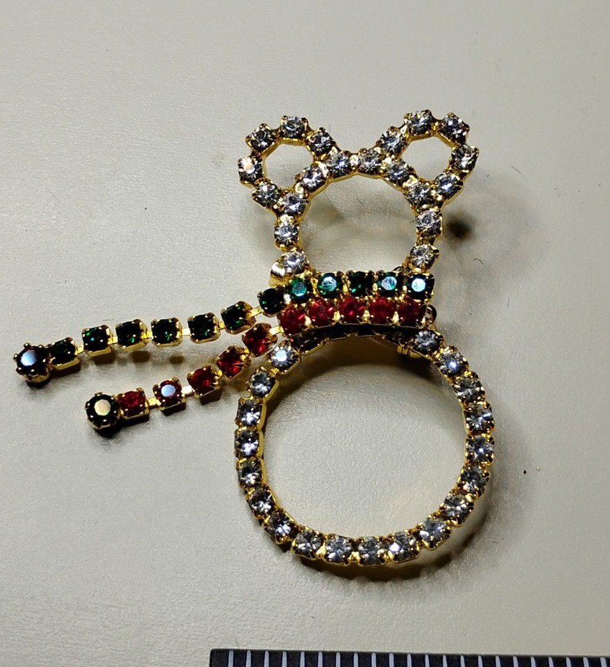 Vintage DISNEY World Mickey Mouse Silhouette Rhinestone Christmas Pin ...
