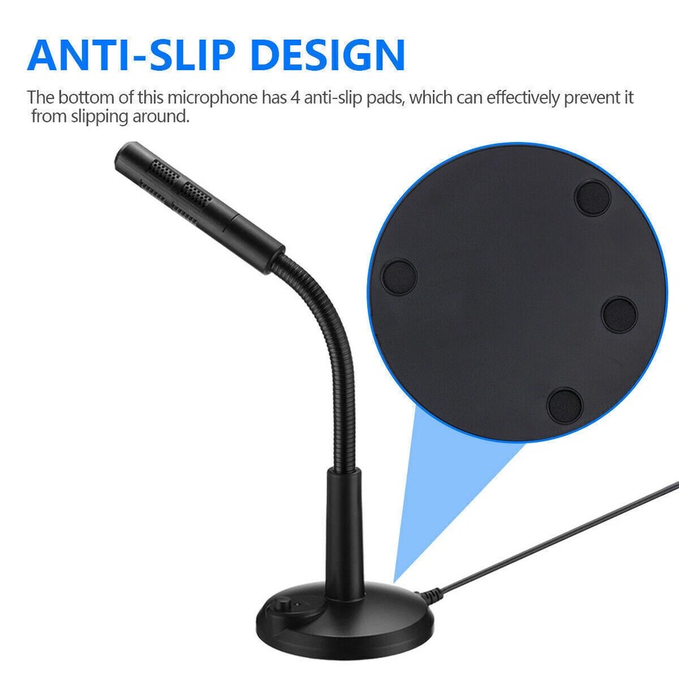 Computer Mini Condenser Microphone USB Stand Recording Mic For PC ...