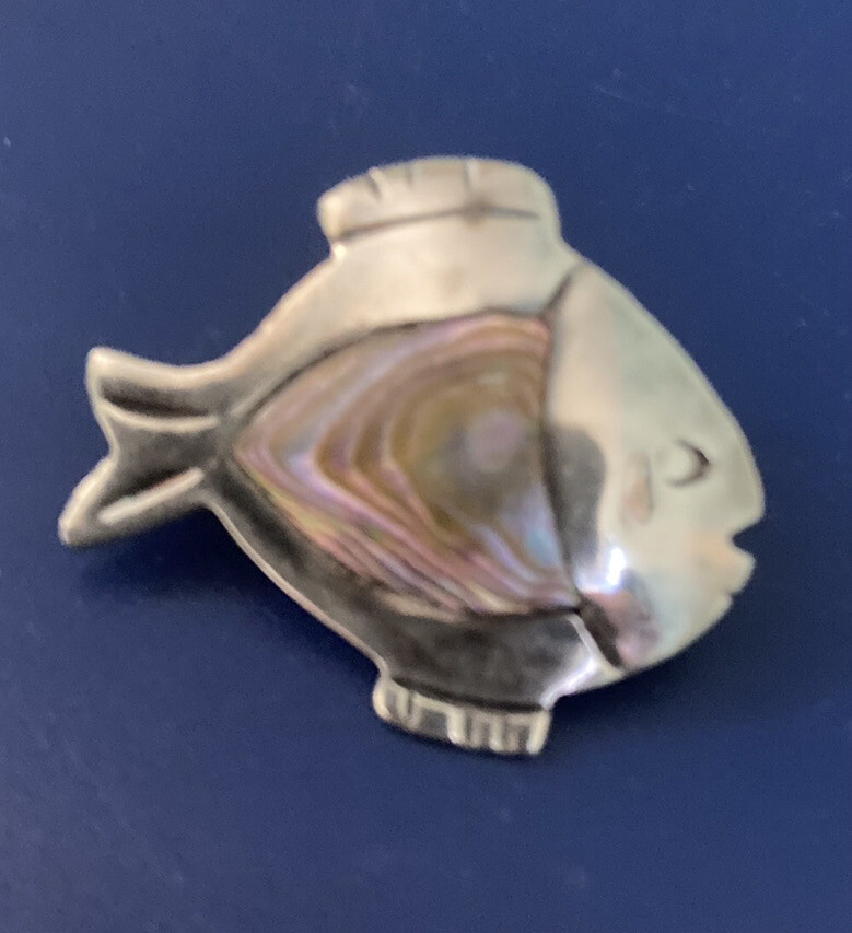 Taxco Signed TLR Sterling Silver Abalone Tropical Angel Fish Pin ...