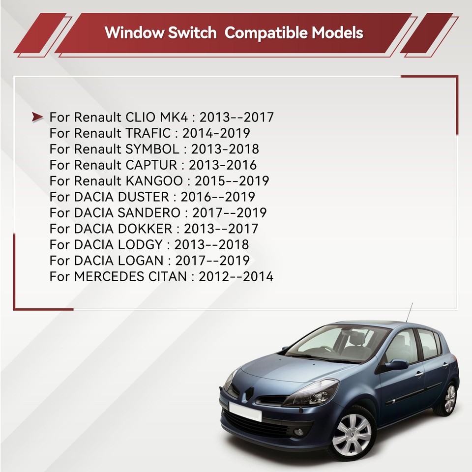 Electric Window Switch Driver 254118044R For Renault Clio MK4 Traffic ...