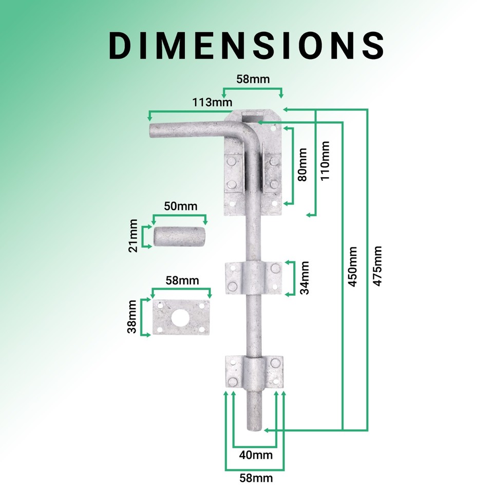 Gate Garage Drop Bolt Heavy Duty 12"/18" Drop Down Bolts - Galvanised ...