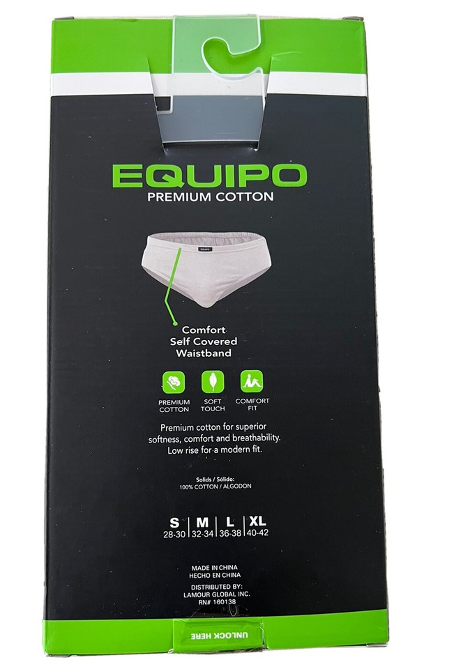 Men's Equipo 5-Pack Low Rise Briefs (Gray-Black) No Fly Premium Cotton ...