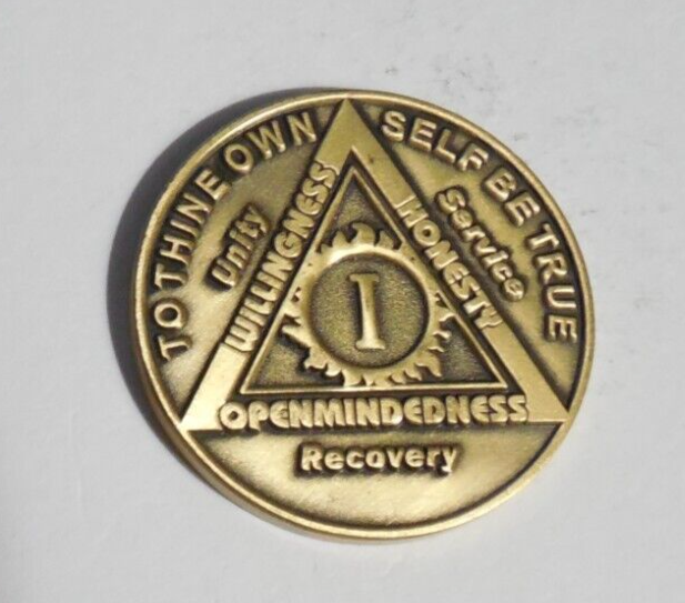 1 Year Alcoholics Anonymous AA Bronze Medallion Coin Sobriety Chip | eBay