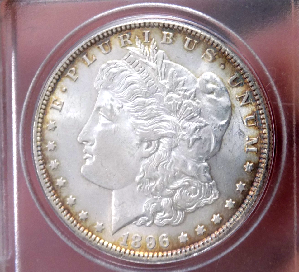 MORGAN SILVER DOLLAR 1896 GEM BU TONED MS++++++ ORIGINAL HIGH GRADE PQ ...