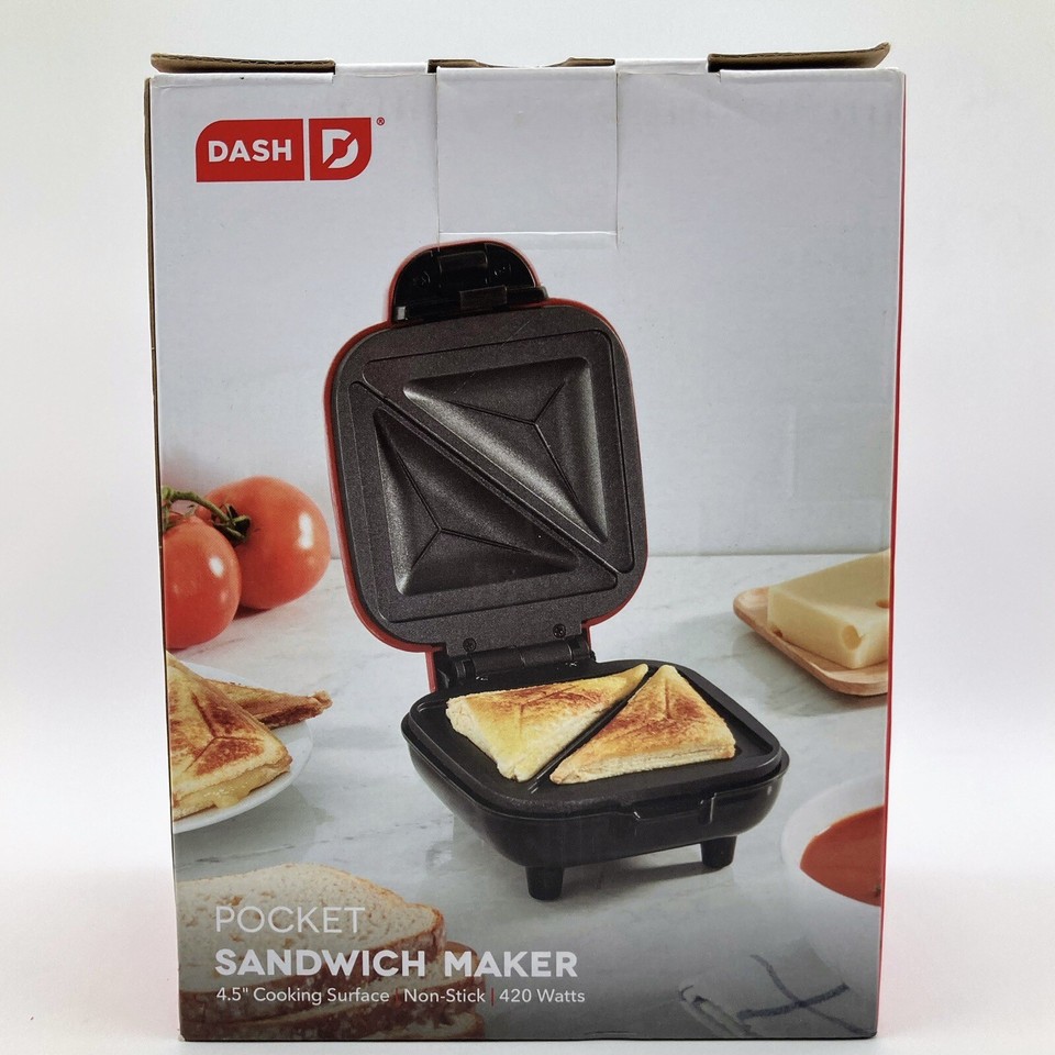 DASH Pocket Sandwich Maker 4.5" Surface w/ Recipes RED Non-Stick ...