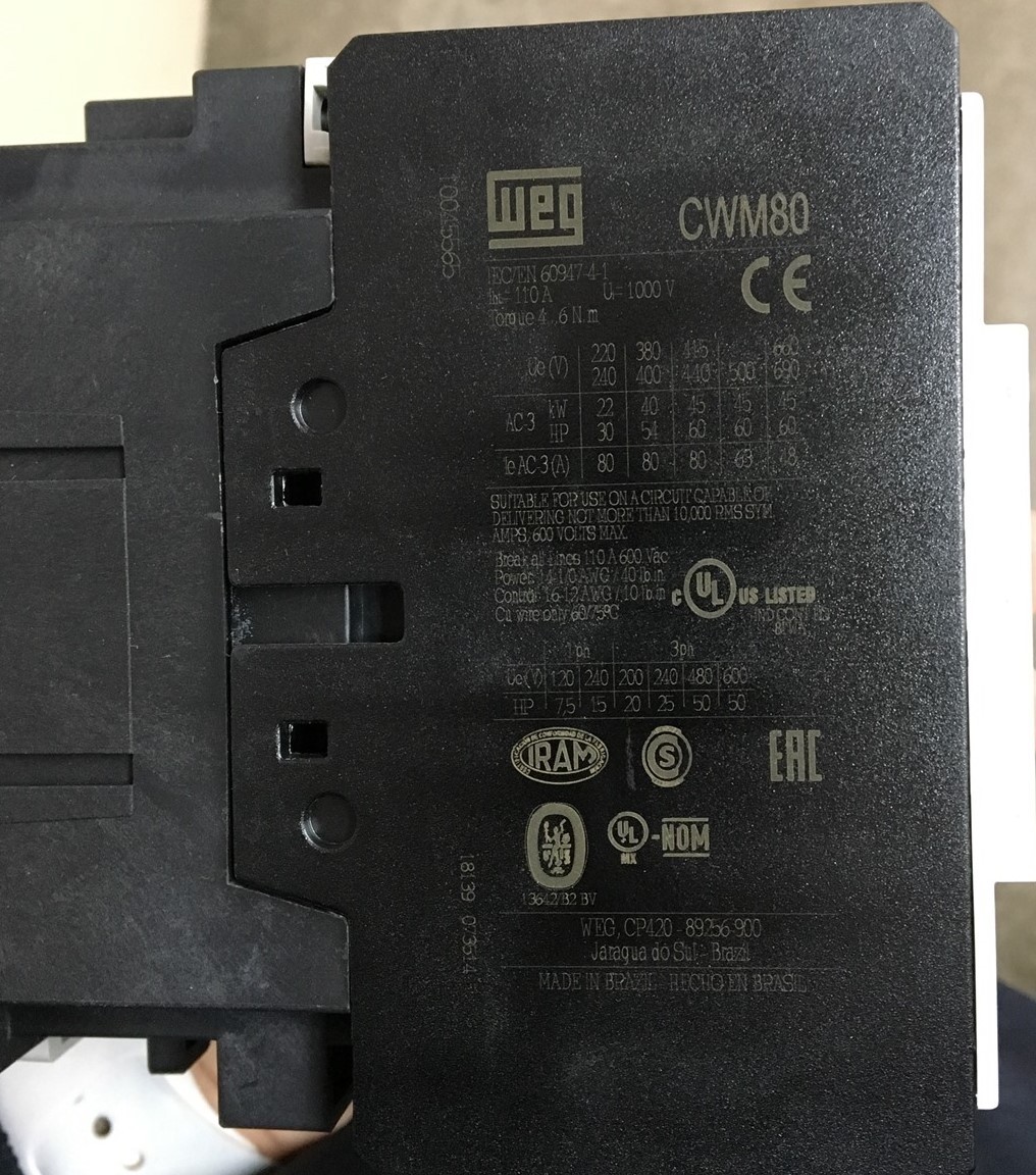 WEG Cwm65-00-30v18 Contactor 120 Volt Coil for sale online | eBay