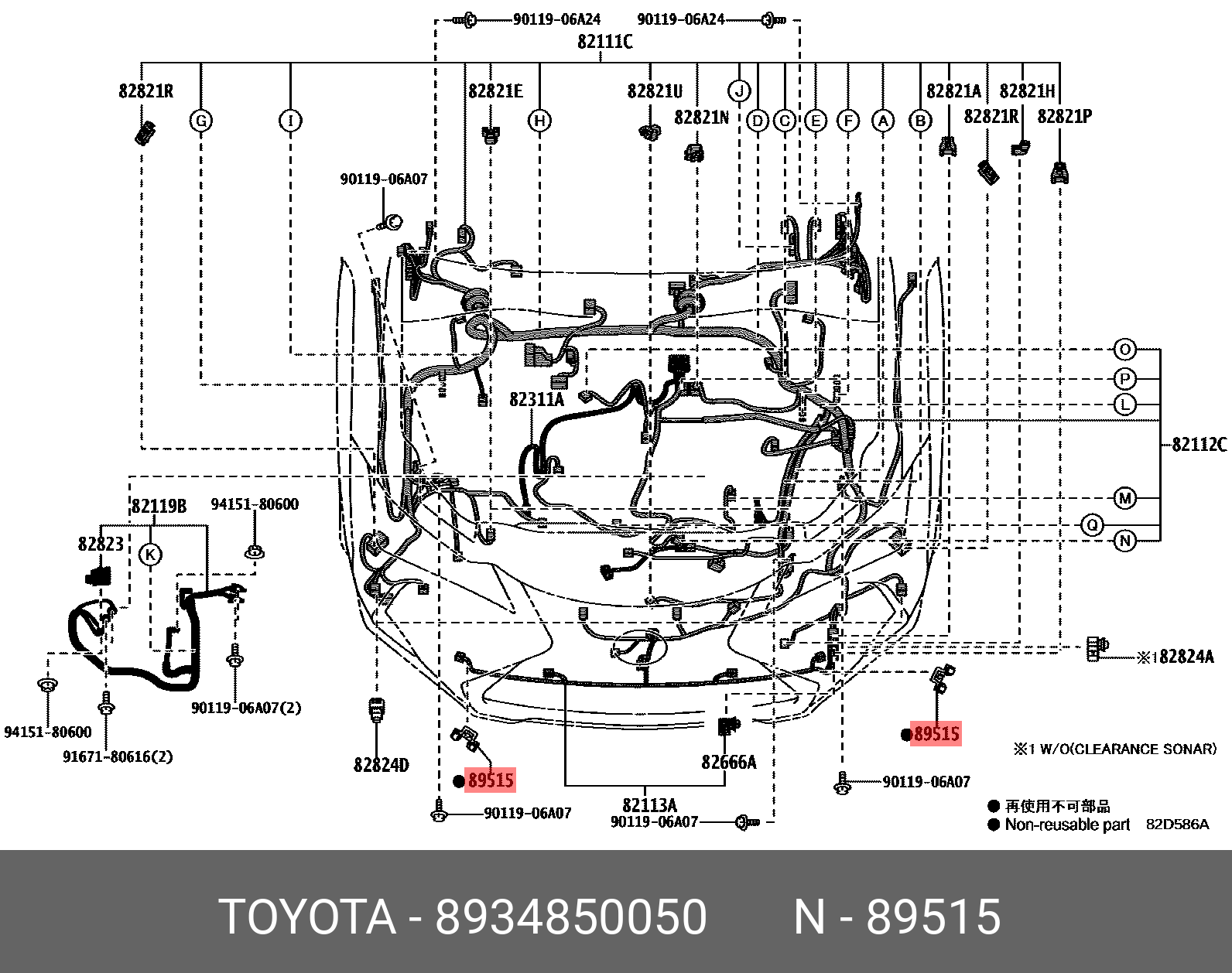 Genuine OE clip, ultrasonic sensor, 8934850050 for TOYOTA 89348-50050 ...