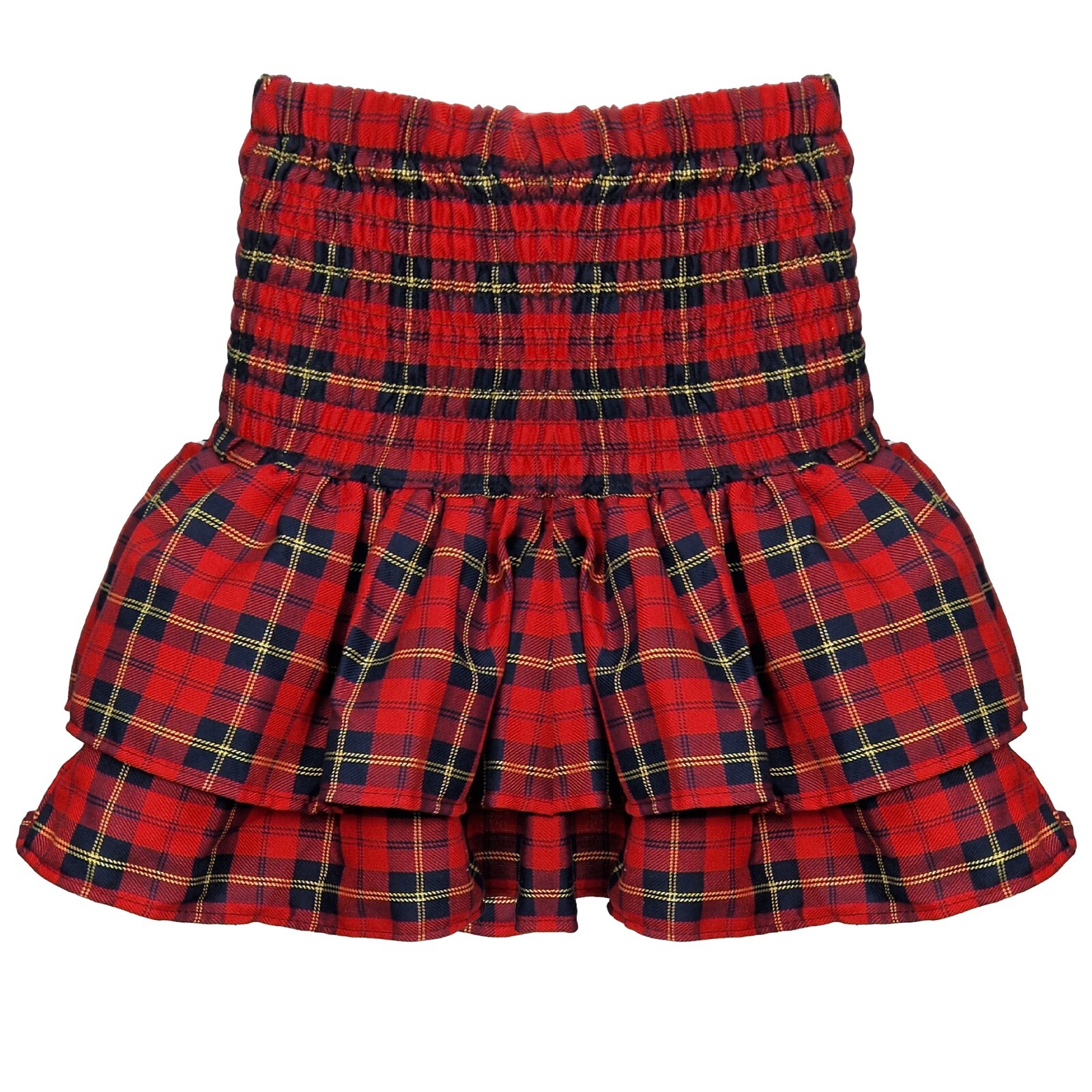 Girls Full Elasticated Waist School Skirt Double Ruffle High Waist ...