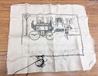 Colonial Embroidered Cross Stitch Sampler "The Haven of Rest" Antique ...
