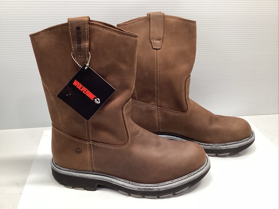 Wolverine Men's Wellington Leather Work Boots Dark Brown W04727 Size ...