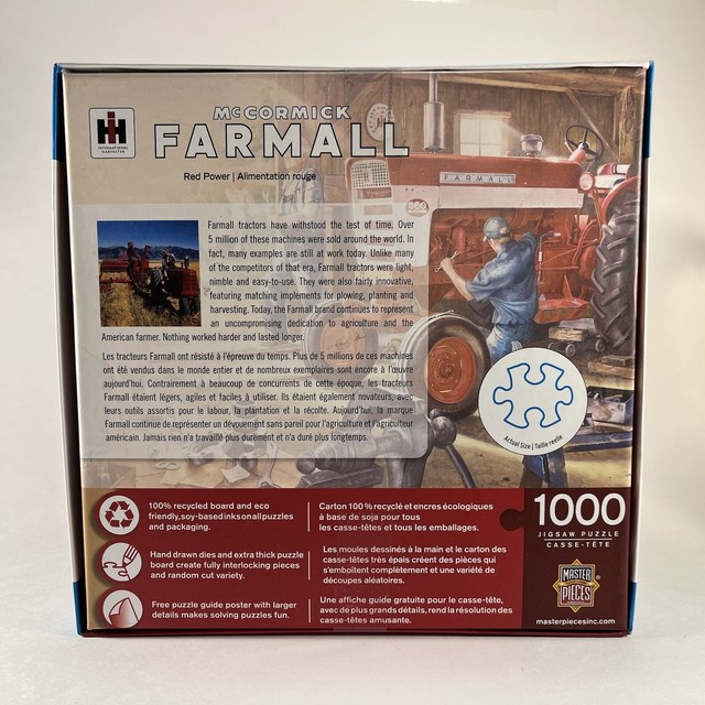 McCormick Farmall Farm Tractor 1000 PC 19 X 26 Jigsaw Puzzle Red Power ...