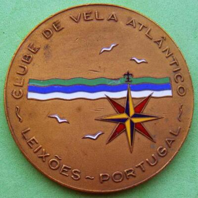 Sports Sailing Club Ship Boat Ocean Waves Compass Rose Bronze & Enamel ...