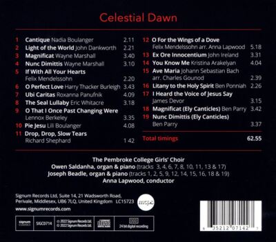 THE PEMBROKE COLLEGE GIRLS' CHOIR/ANNA LAPWOOD CELESTIAL DAWN NEW CD 635212071427| eBay