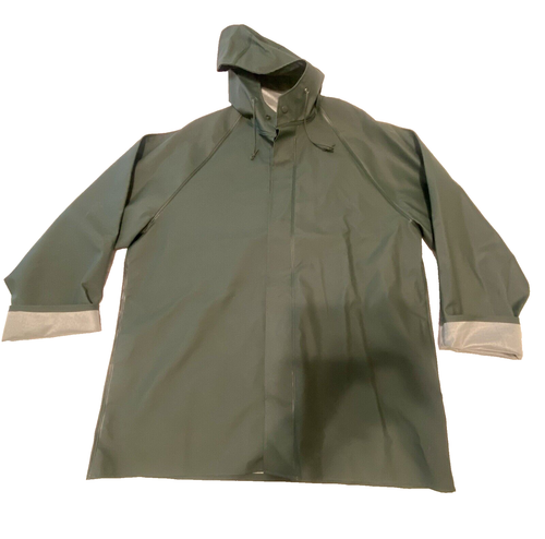 DUTCH HARBOR GEAR Green Snap Polyvinyl Hooded Rain Jacket Unisex Size ...