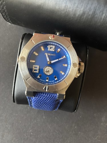 “Renato Collezioni " Diamond Second Sub Dial Blue Watch . Men Leather ...