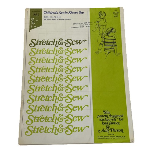 Ann Person Stretch & Sew Pattern 861 Childrens Set In Sleeve Top Sizes ...