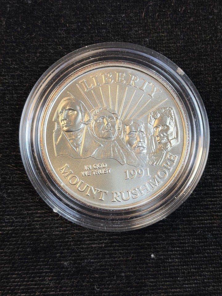1991 MT Rushmore Anniversary Commemorative 2-Coin 90% Silver Set w/ COA ...