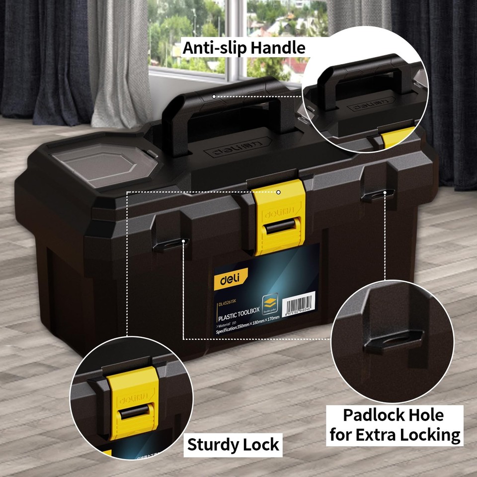 Small Tool Box, 15in Plastic Toolbox with Handle,Portable Tool Box with ...