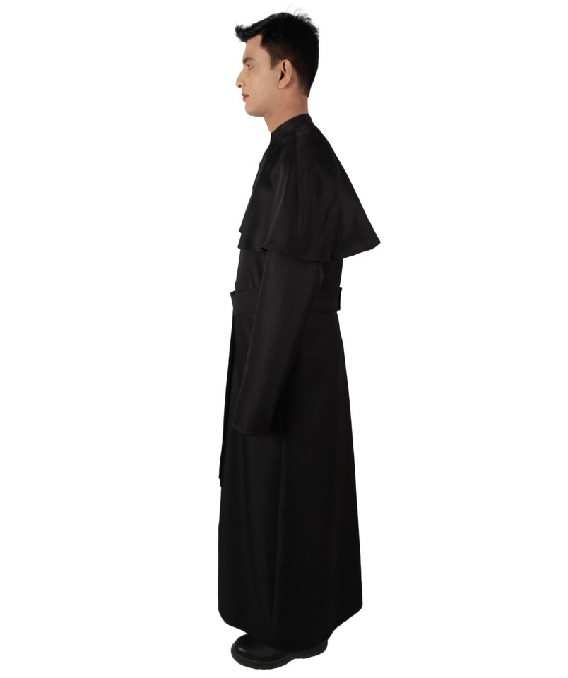 HPO Adult Men’s Priest Black Cassock Clerical Collar & Shoulder Mantle ...