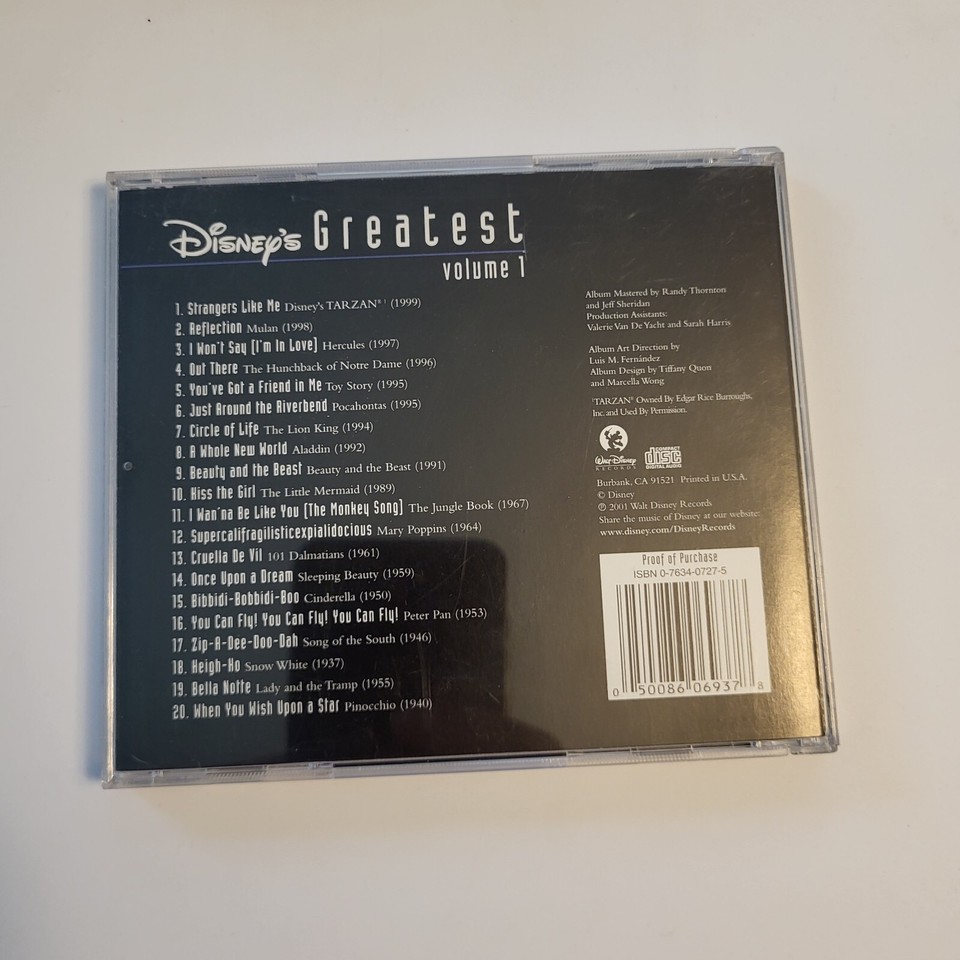 Disney's Greatest, Vol. 1 by Disney (CD, Jan-2010, Disney) | eBay