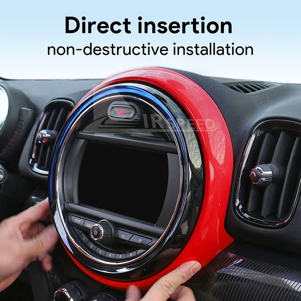 Center Multimedia Screen Display Cover Trim Carbon Texture For Mini ...