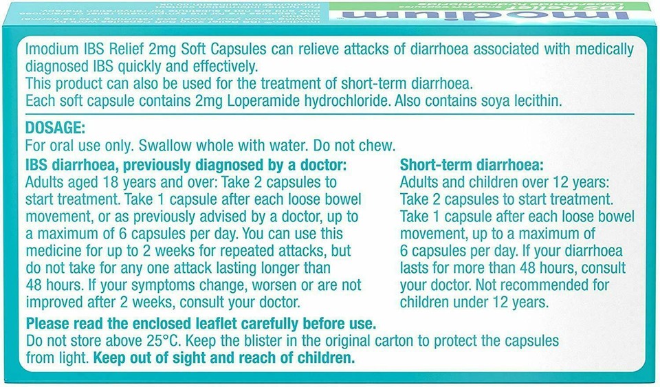 Imodium IBS Relief 2mg Soft Capsules EFFECTIVE RELIEF Diarrhoea FREE ...